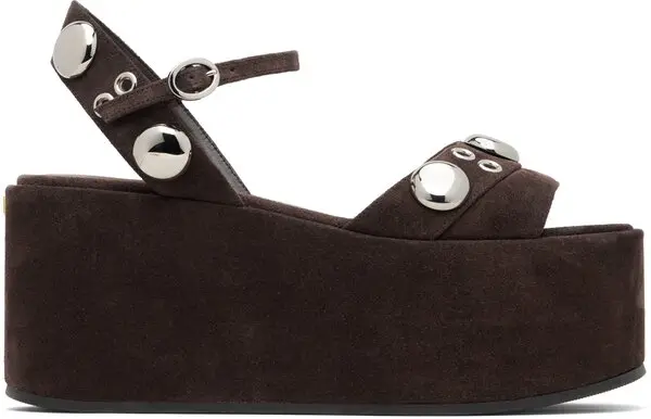 Valentino Garavani Open-toe Platform Sandals With Embellishments - Brown