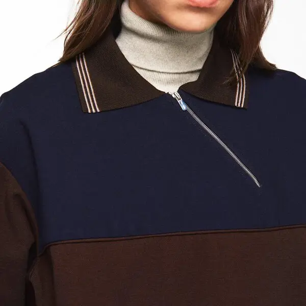 Miu Miu Two-tone Collared Zip-up Sweater
