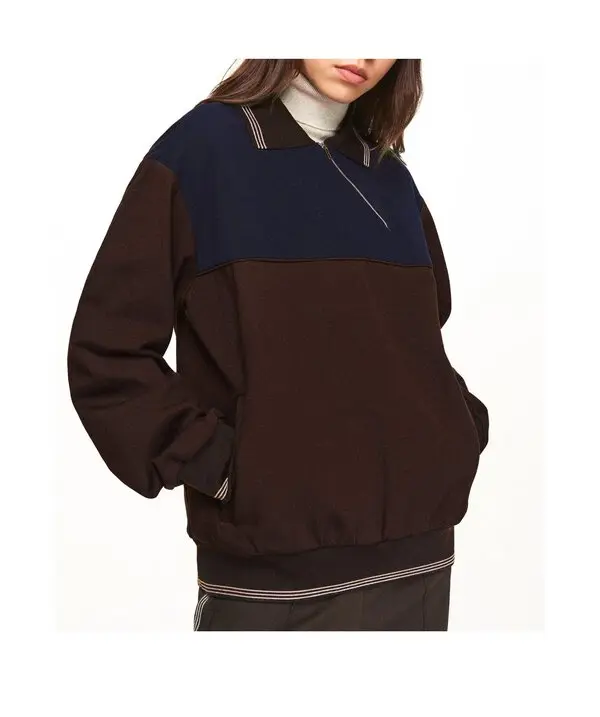 Miu Miu Two-tone Collared Zip-up Sweater