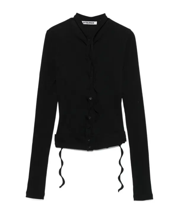 Ottolinger Long-sleeved Ribbed Cardigan - Black