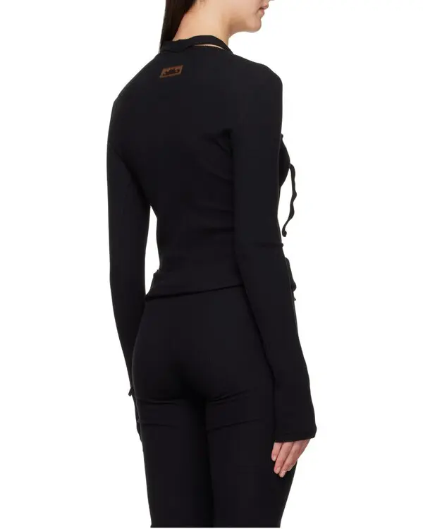 Ottolinger Long-sleeved Ribbed Cardigan - Black