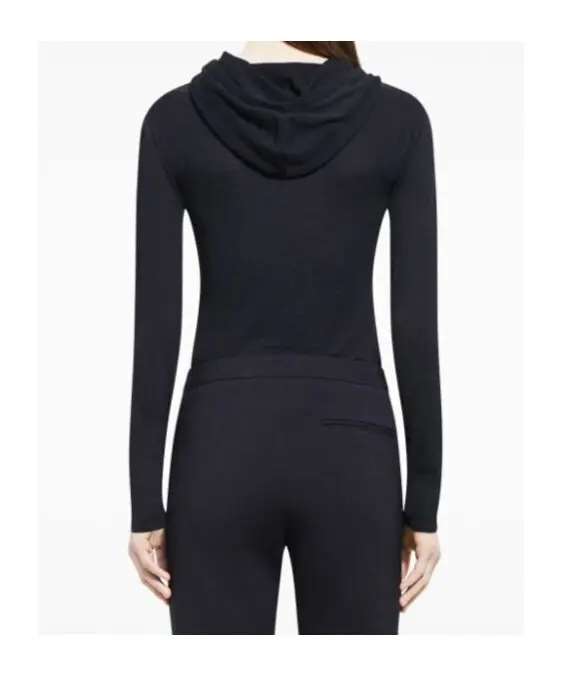 COURREGES Long Sleeve Embroidered Hoodie - Black
