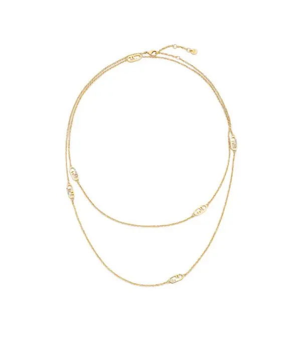 Fendi O'lock Chain Necklace With Crystal Embellishments - Golden