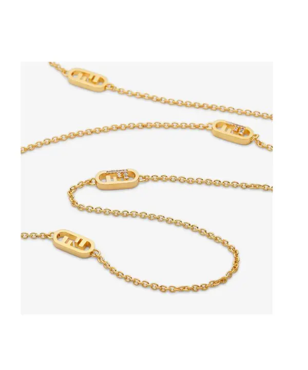 Fendi O'lock Chain Necklace With Crystal Embellishments