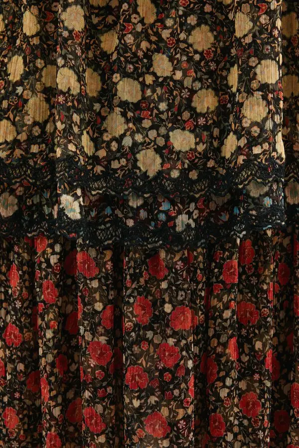 Rixo Floral Motif Ruffled Dress