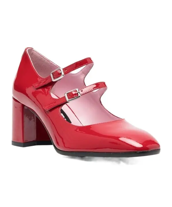 CAREL Double-strap Patent Leather Mid-heels