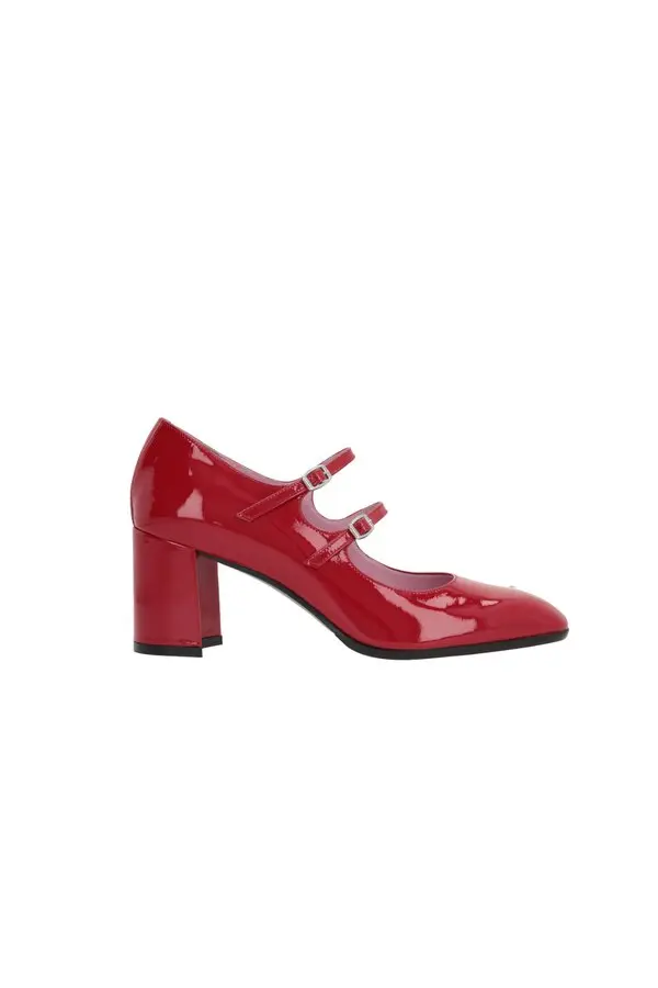 CAREL Double-strap Patent Leather Mid-heels