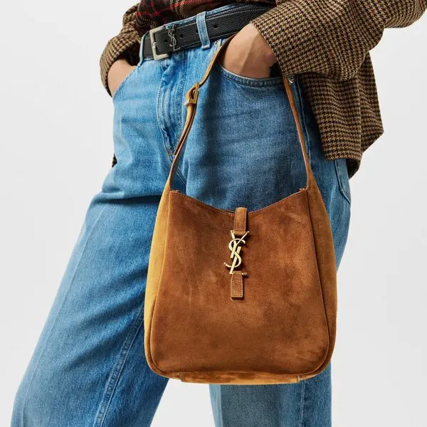 Saint Laurent Solid Color Stylish Shoulder Bag - Brown