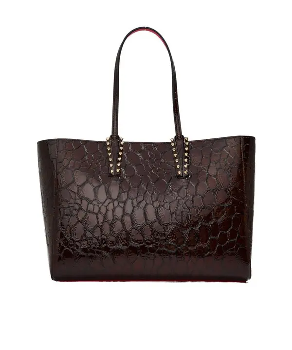 CHRISTIAN LOUBOUTIN Crocodile-embossed Leather Tote Bag With Gold-tone Studs - Black