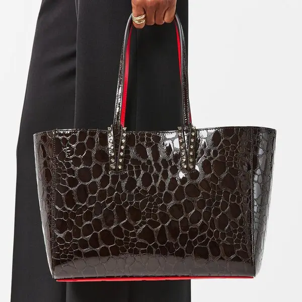CHRISTIAN LOUBOUTIN Crocodile-embossed Leather Tote Bag With Gold-tone Studs