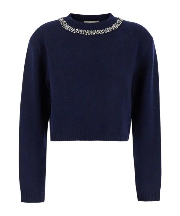 SEMICOUTURE Sofia Embellished Crew Neck Jumper - Black