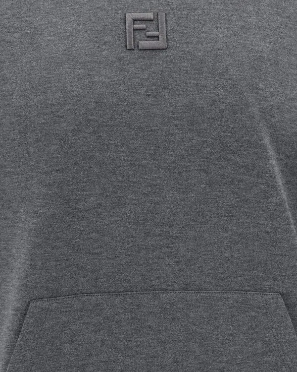 Fendi Logo Embroidered Hoodie - Dark Grey