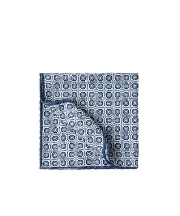 Brunello Cucinelli Geometric Designed Pocket Square - Blue