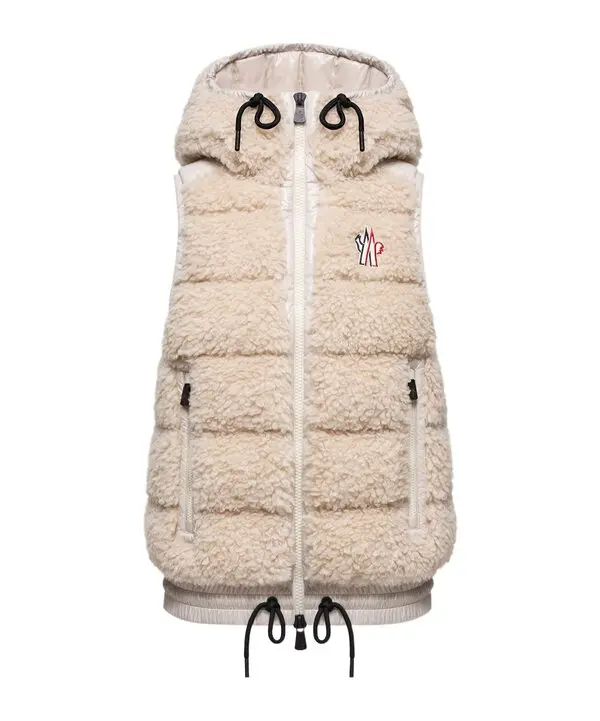 Moncler Teddy Hooded Insulated Vest - Light Beige