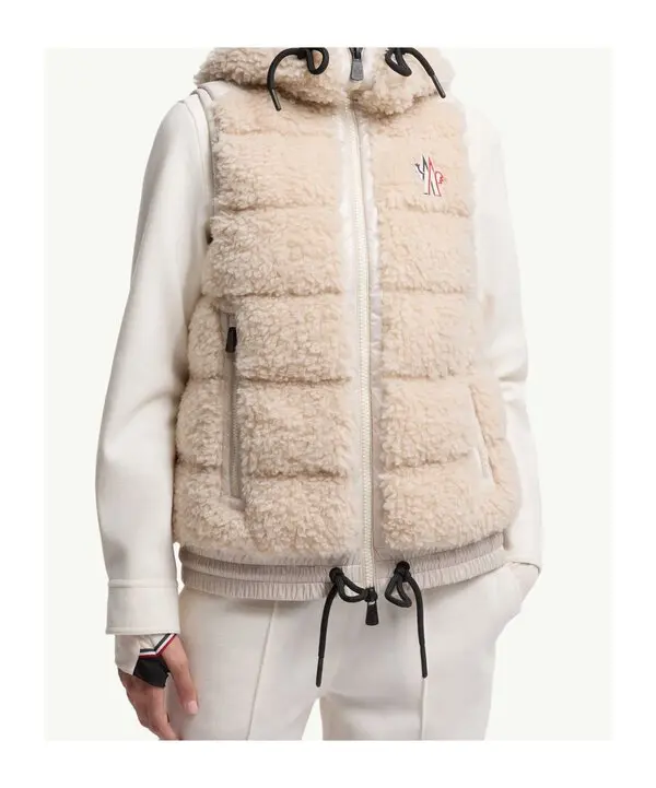 Moncler Teddy Hooded Insulated Vest - Light Beige