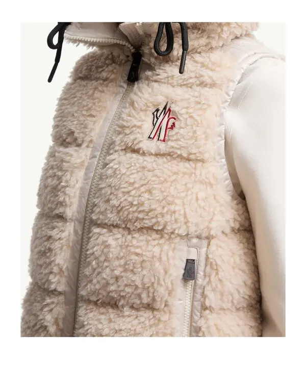 Moncler Teddy Hooded Insulated Vest - Light Beige