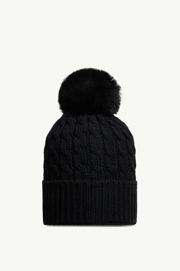 Moncler Wool Beanie With Pom Pom