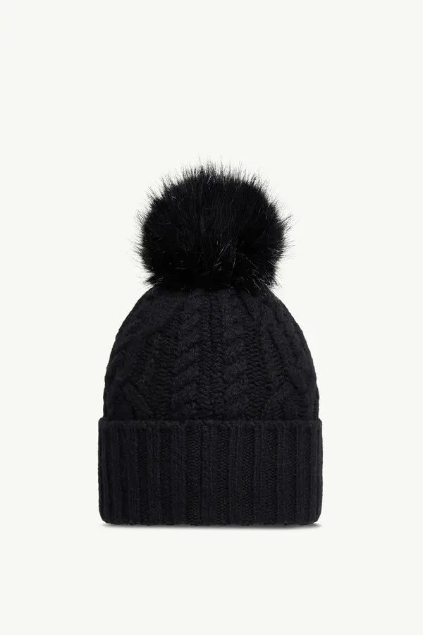 Moncler Wool Cashmere Blend Beanie With Pom Pom