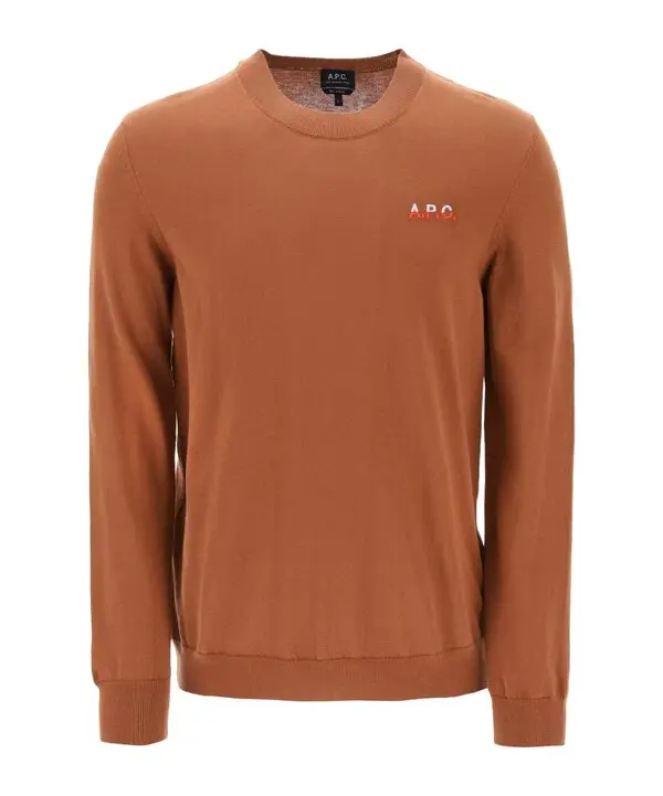 A.p.c. Logo Embroidered Knit Jumper - Brown