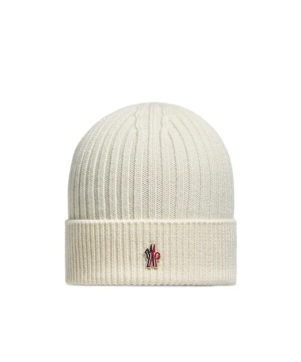 Moncler Ribbed Wool Beanie - Ivory