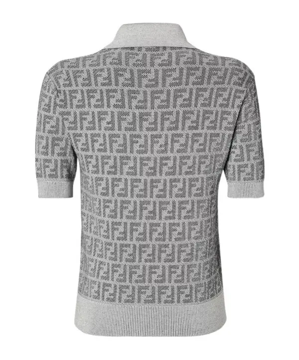 Fendi Gray Ff Jacquard Polo Shirt