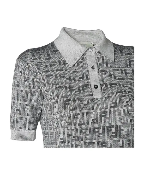 Fendi Gray Ff Jacquard Polo Shirt