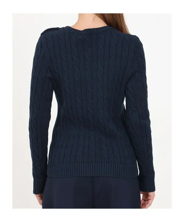 Ralph Lauren Embroidered Cable Knit Jumper - Navy