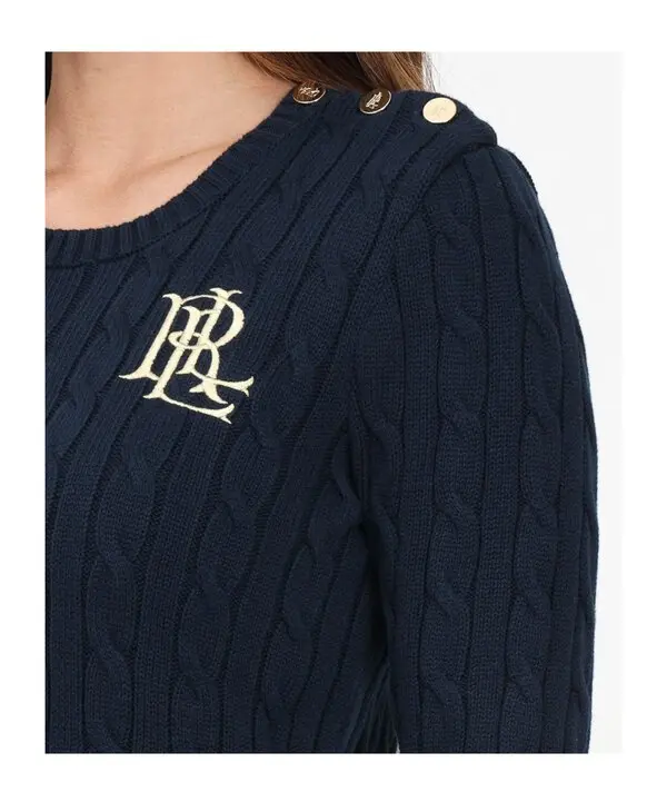 Ralph Lauren Embroidered Cable Knit Jumper - Navy