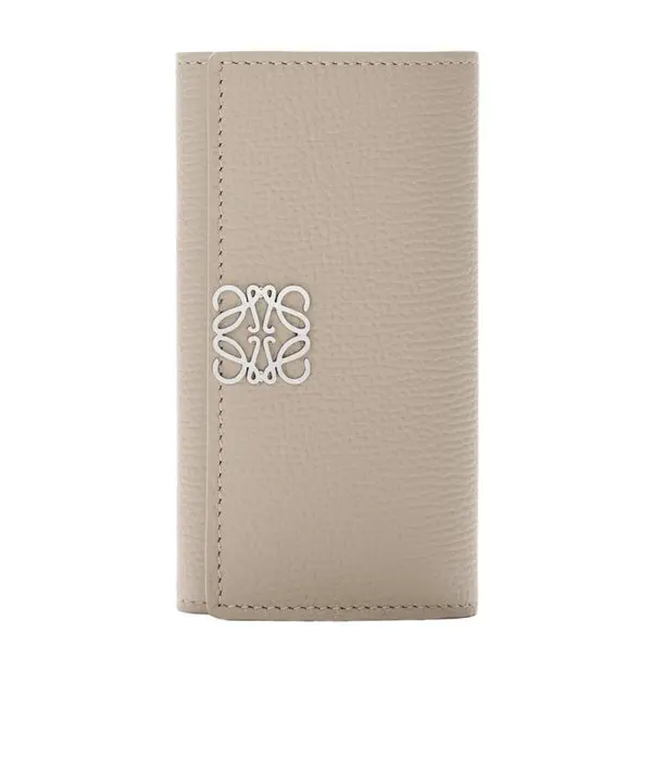 Loewe Anagram Key Case In Pebble Grained Calfskin