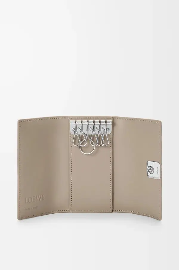 Loewe Anagram Key Case In Pebble Grained Calfskin