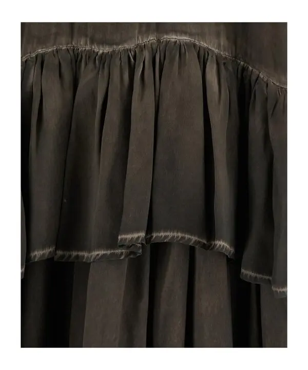UMA WANG Short Sleeve Maxi Dress With Pleated Details
