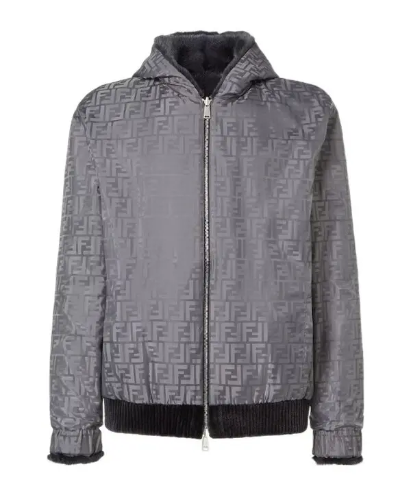 Fendi Logo Detailed Hooded Reversible Jacket