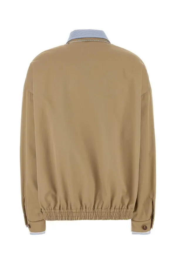Miu Miu Embroidered Logo Zip-up Blouson Jacket - Rope Ash