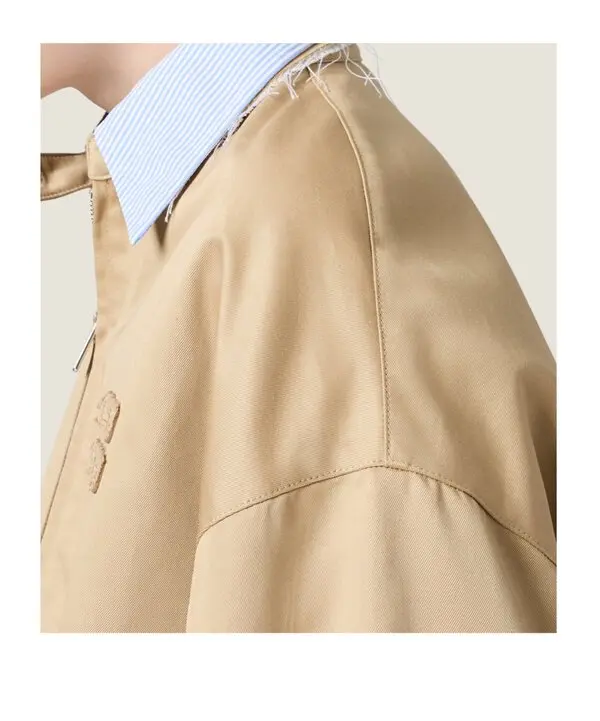 Miu Miu Embroidered Logo Zip-up Blouson Jacket - Rope Ash