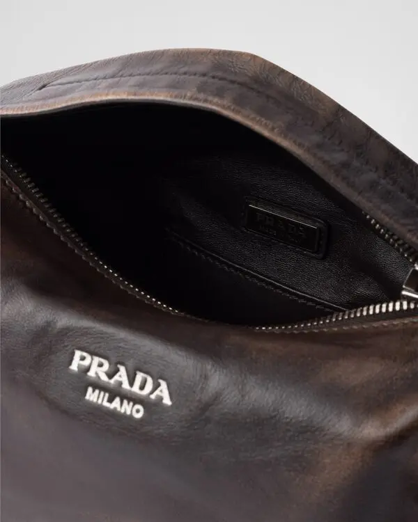 Prada Logo-detailed Zip-up Shoulder Bag - Dark Brown