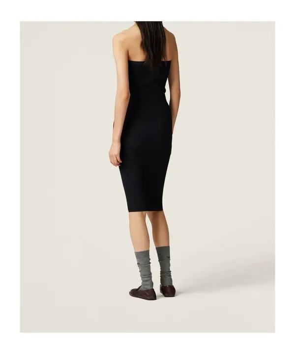 Miu Miu Strapless Ribbed Cropped Top
