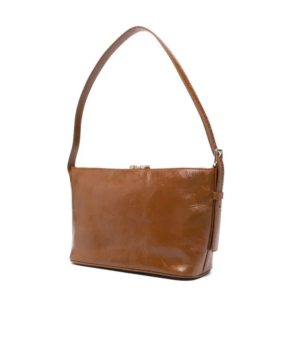 A.p.c. Vera Logo Printed Zipped Shoulder Bag - Brown