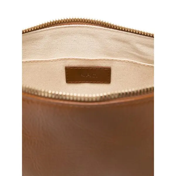 A.p.c. Vera Logo Printed Zipped Shoulder Bag - Brown