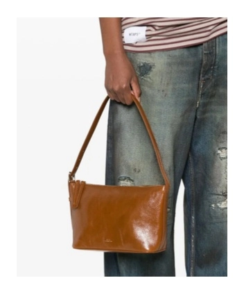 A.p.c. Vera Logo Printed Zipped Shoulder Bag - Brown