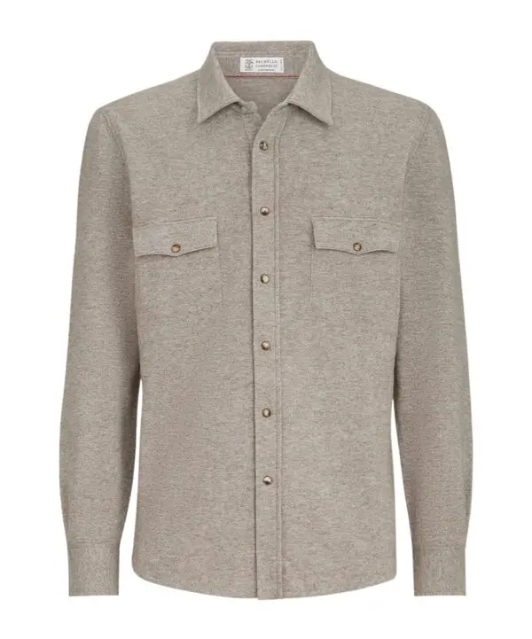 Brunello Cucinelli Virgin Wool, Cashmere And Silk Knit Shirt