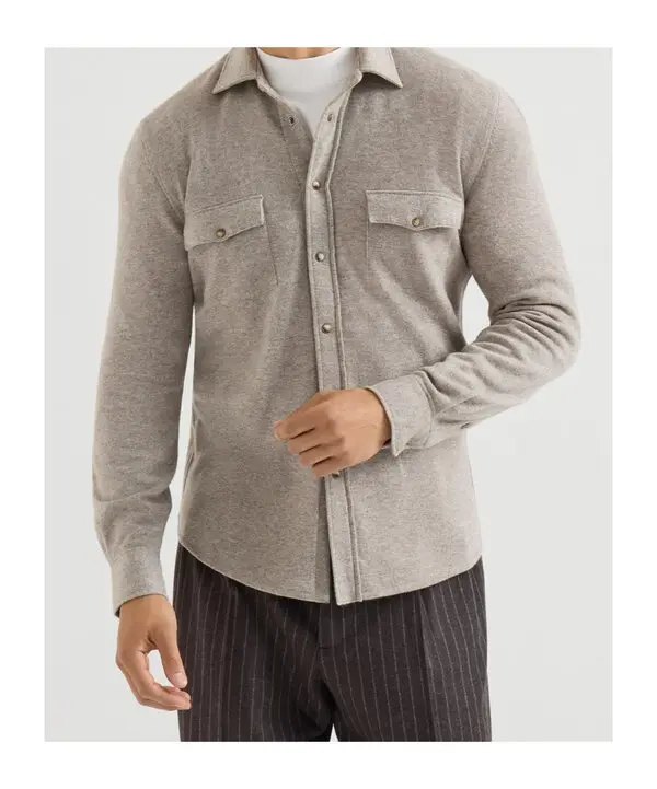 Brunello Cucinelli Virgin Wool, Cashmere And Silk Knit Shirt
