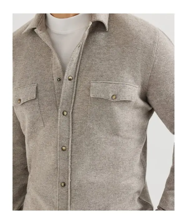 Brunello Cucinelli Virgin Wool, Cashmere And Silk Knit Shirt