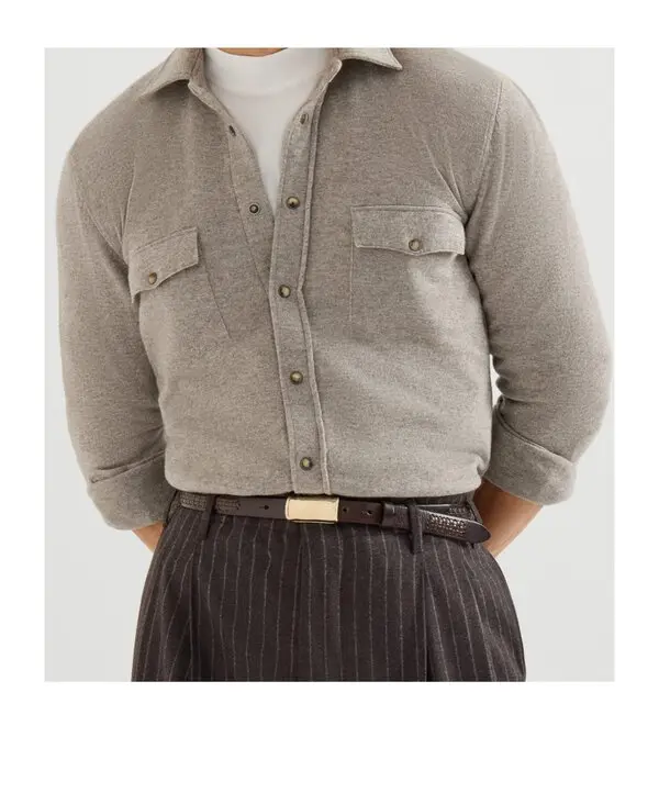 Brunello Cucinelli Virgin Wool, Cashmere And Silk Knit Shirt
