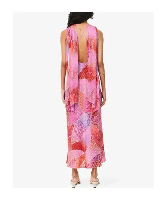 Rixo Halter Neck Maxi Dress With Detachable Scarf