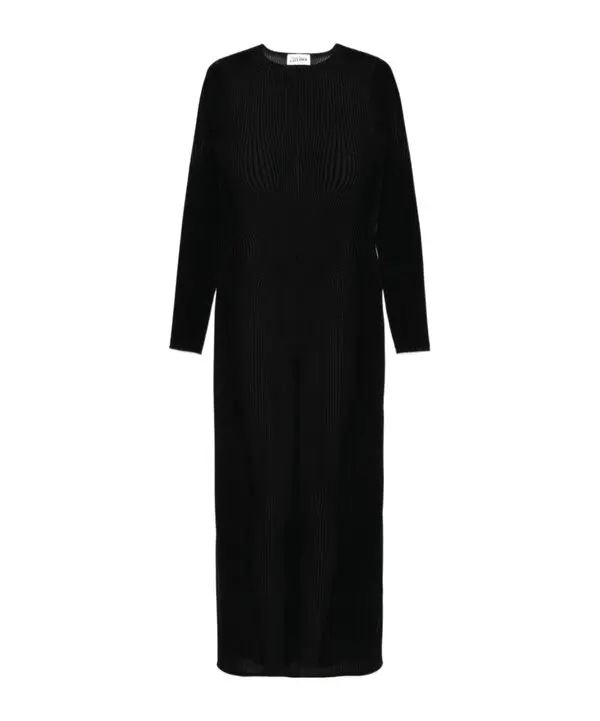 JEAN PAUL GAULTIER Pinstripe Sheer Mesh Midi Dress - Black