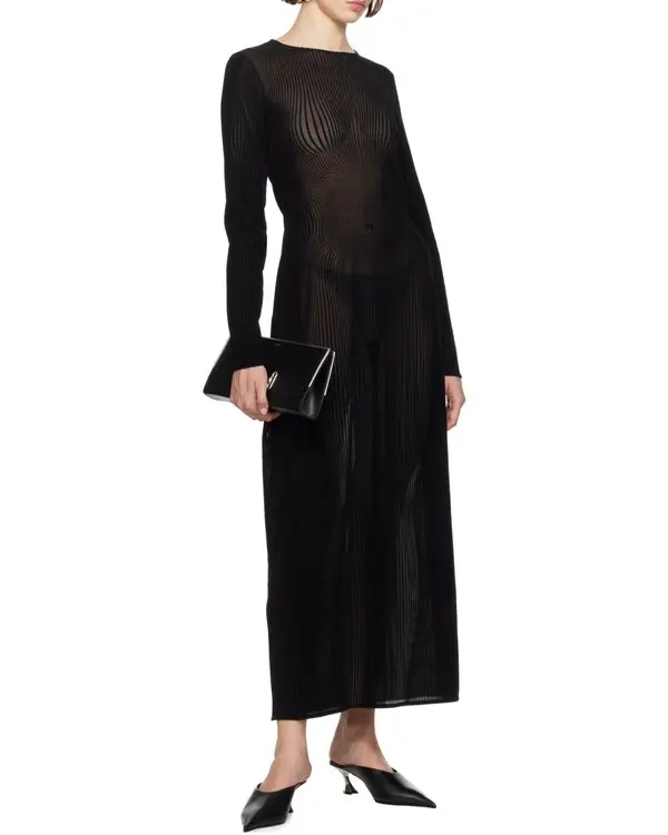 JEAN PAUL GAULTIER Pinstripe Sheer Mesh Midi Dress
