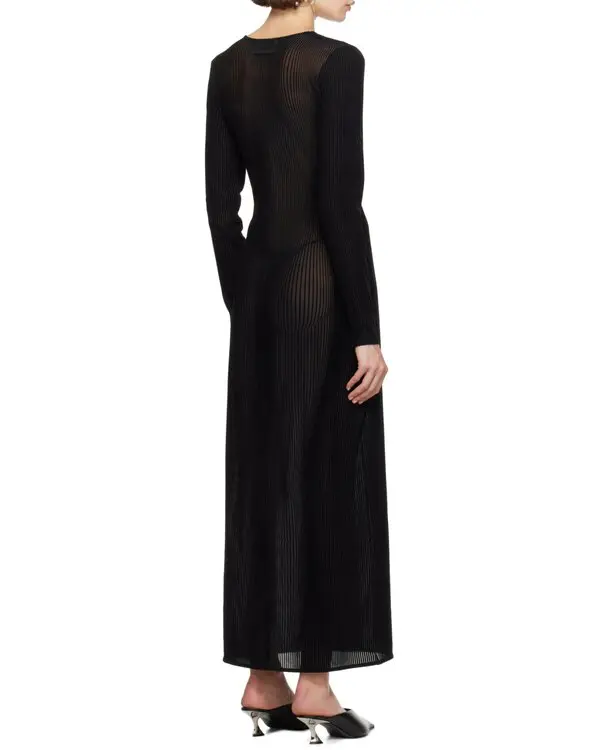 JEAN PAUL GAULTIER Pinstripe Sheer Mesh Midi Dress