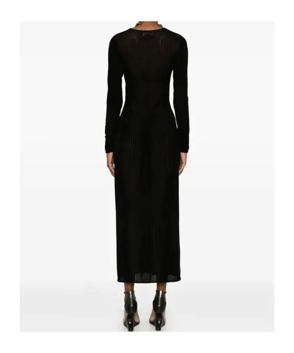 JEAN PAUL GAULTIER Pinstripe Sheer Mesh Midi Dress