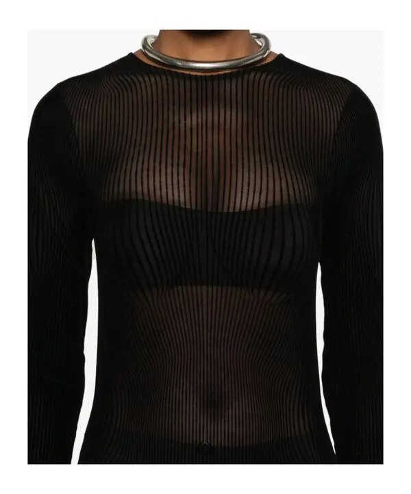 JEAN PAUL GAULTIER Pinstripe Sheer Mesh Midi Dress