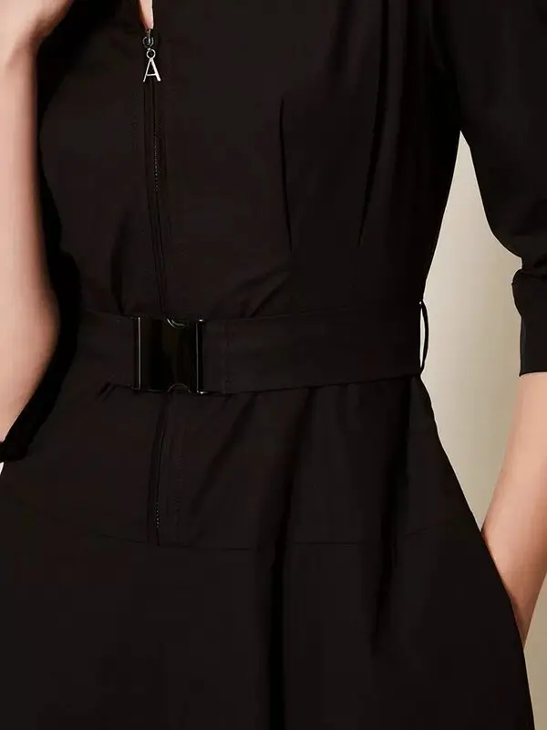 TWINSET Belted Poplin Midi Dress